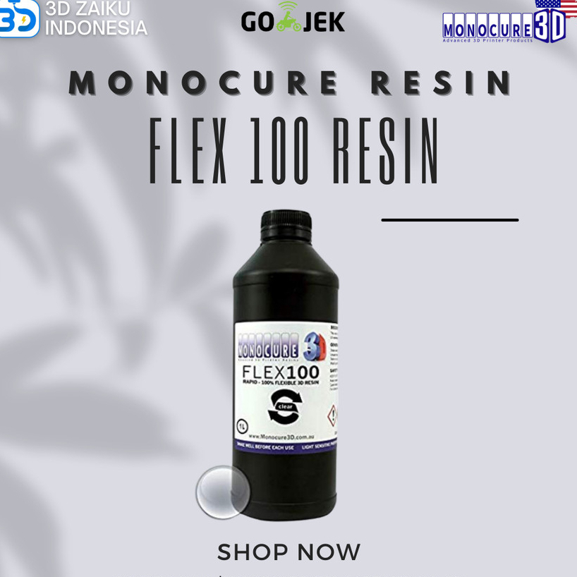 Jual Original Monocure Flexible FLEX 100 Resin for DLP SLA 3D Printer - RAP | Shopee Indonesia