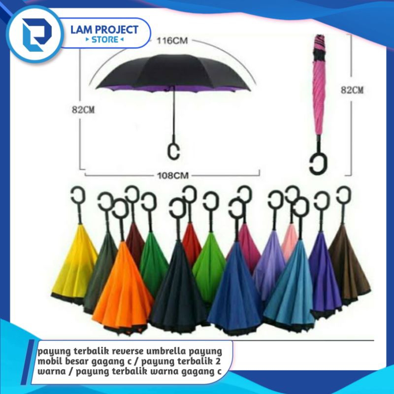 Jual payung terbalik reverse umbrella payung mobil besar gagang c ...