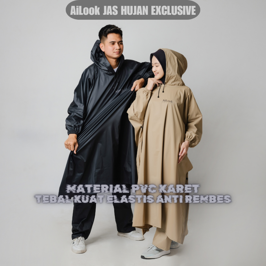Jual AiLook Jas Hujan Mantel Hujan Ponco Jumbo Anti Rembes Bahan PVC Karet Tebal Kuat Elastis ...