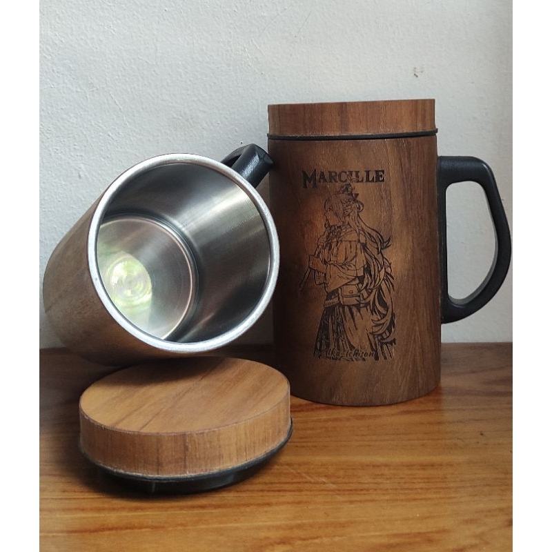 Jual MUG SERAT KAYU AESTHETIC 500ml (BISA CUSTOM) | Shopee Indonesia