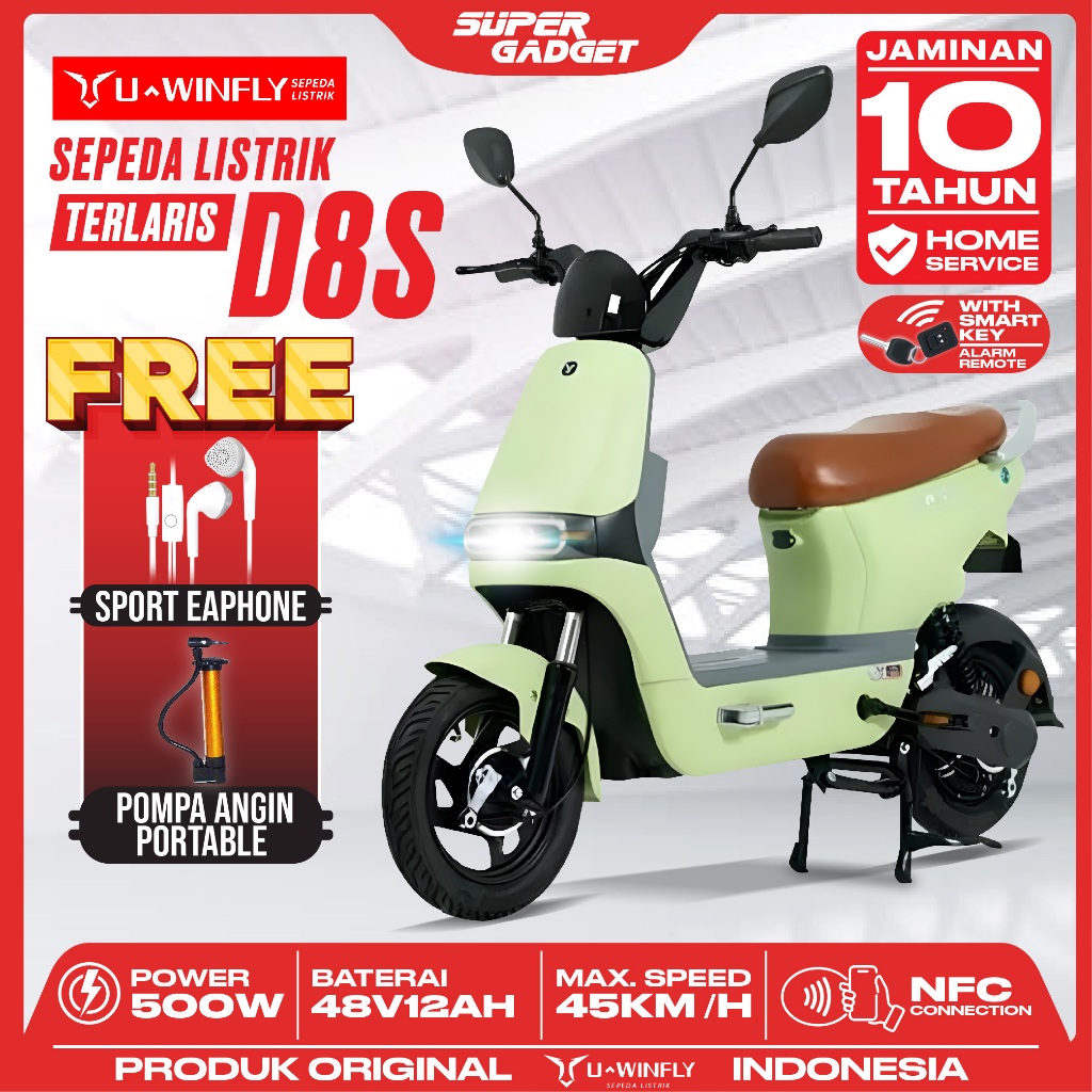 Jual UWINFLY D8S Sepeda Listrik 48V 12Ah Garansi Resmi | Shopee Indonesia