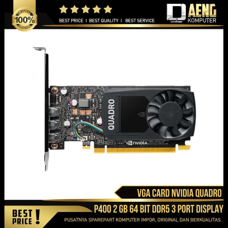 Jual VGA Card PC Desain Nvidia Quadro P400 2 GB 64 Bit DDR5 3 Port ...