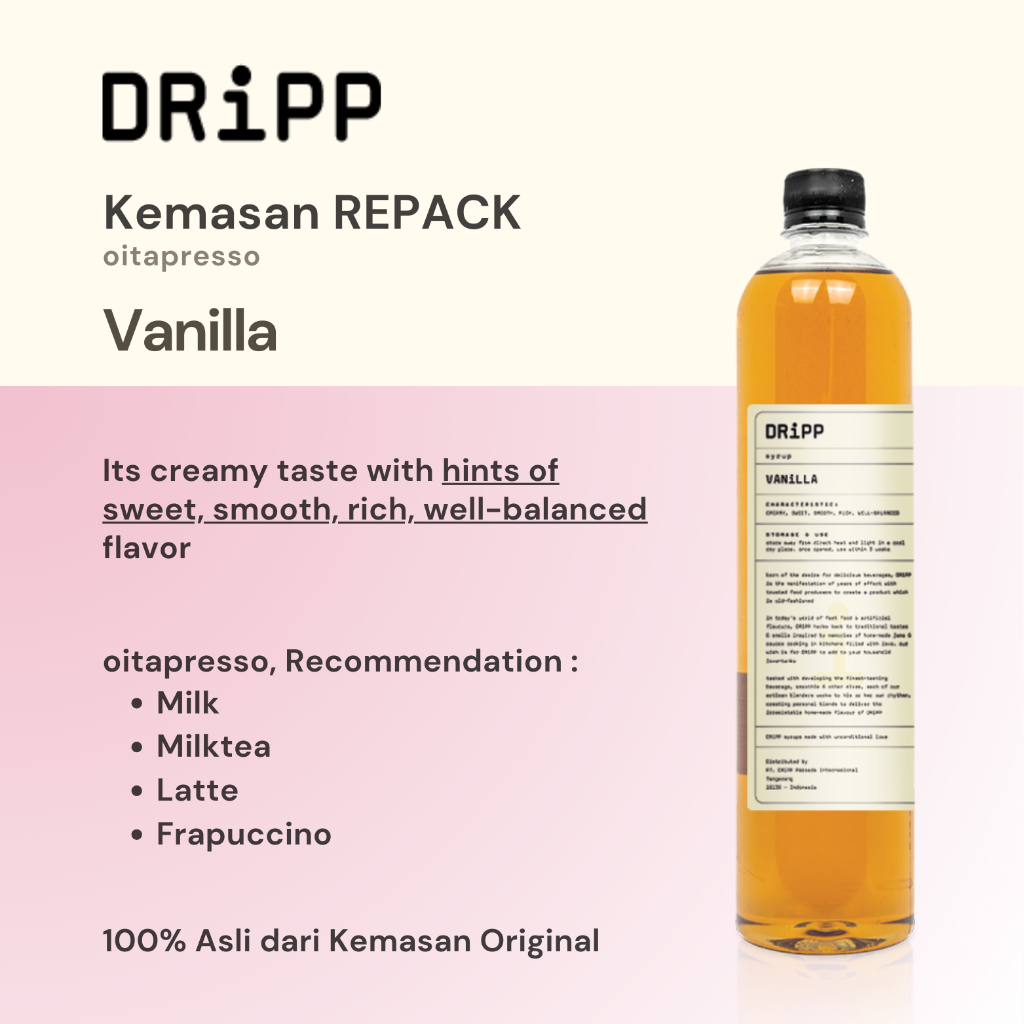 Jual REPACK - Dripp Vanilla Syrup [100] g | Shopee Indonesia