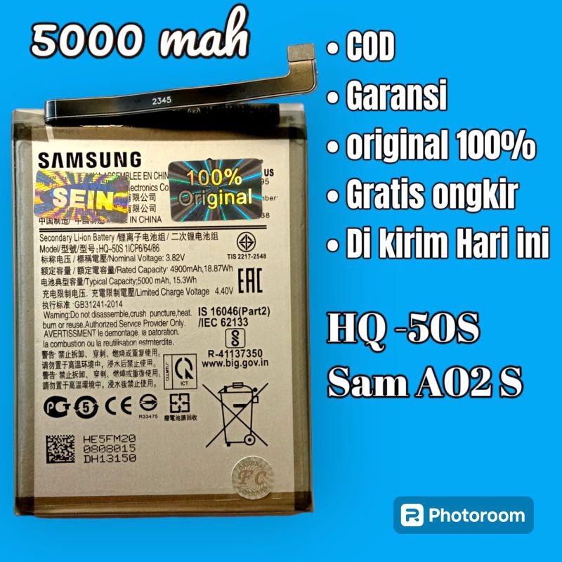 Jual baterai Sam a02s A02-s HQ 50S HQ50S BATERAI TANAM BATTERY GARANSI ...