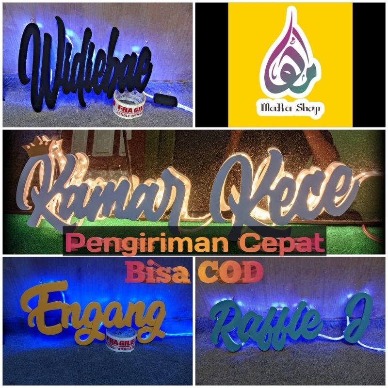 Jual Paket Huruf Timbul Menyala ( 4 - 7 huruf ) / Huruf Kayu Huruf ...