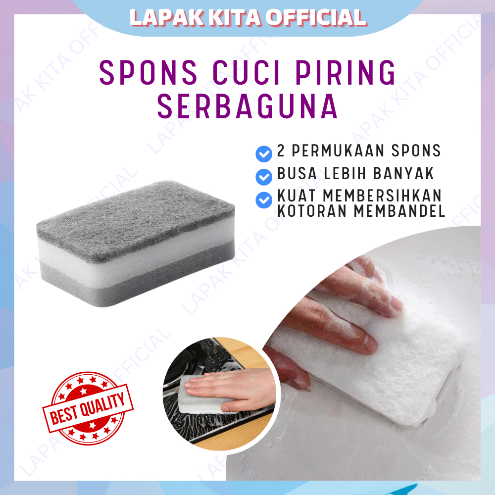 Jual Spons busa cuci piring 2 sisi abu putih magic spons 2 sisi ...