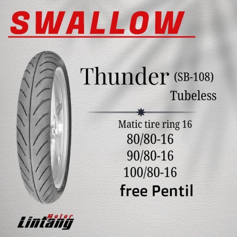 Jual Ban motor swallow Ring 16 Tubeless Thunder ring 16 80/80-16 90/80-16 100/80 -16 | Shopee ...