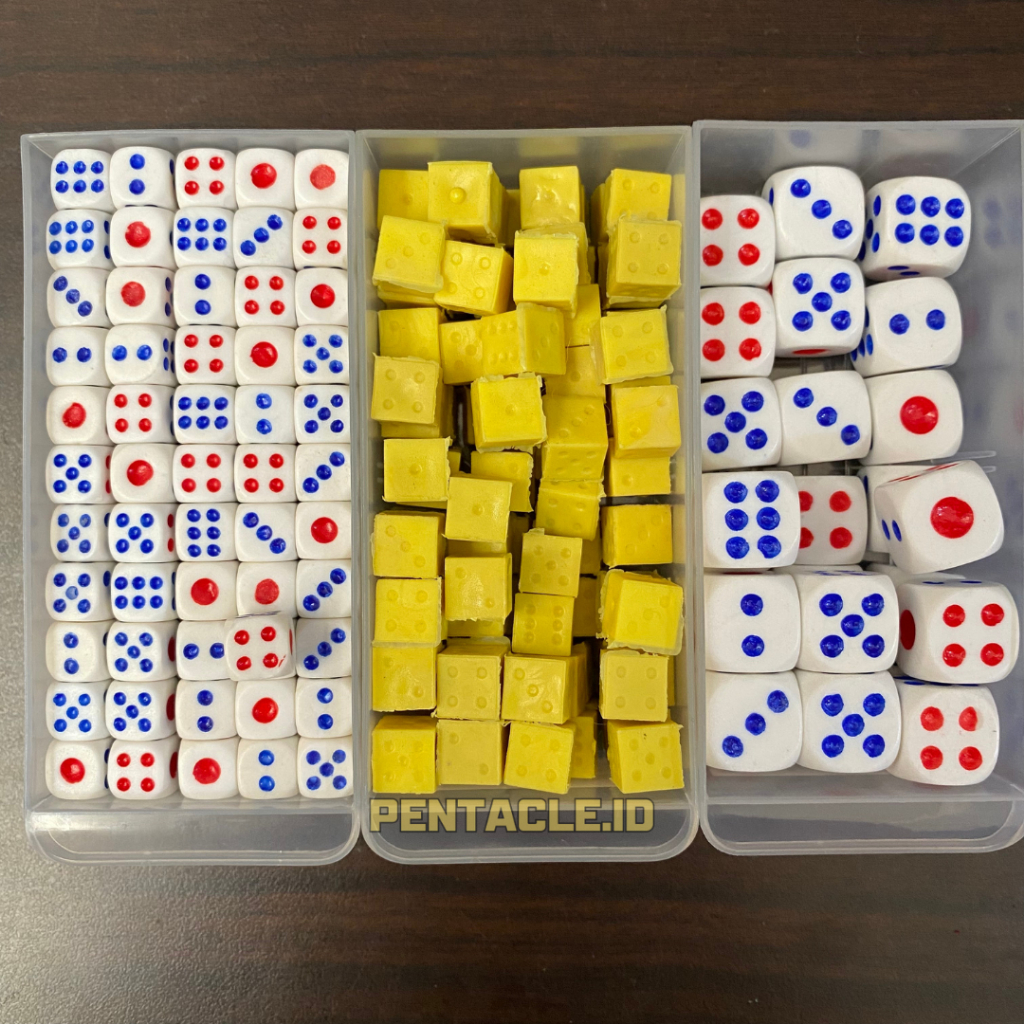 Jual 1pcs Buah Dadu Ukuran 1cm 10mm Merah Biru Kuning Polos Dice Board ...