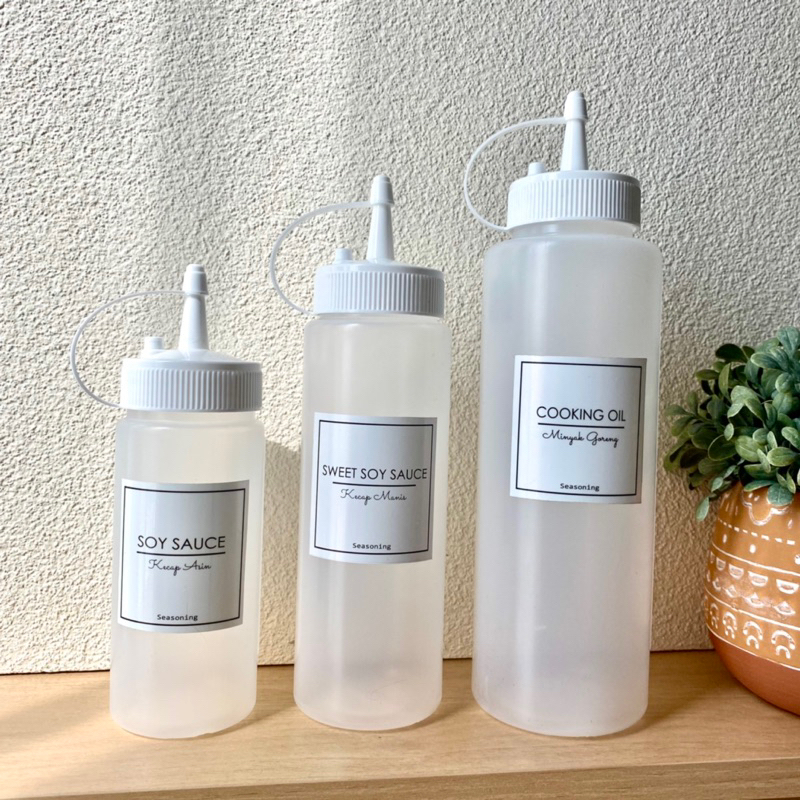 Jual Botol Refill Saos Kecap minyak Serbaguna Tutup Putih free stiker ...