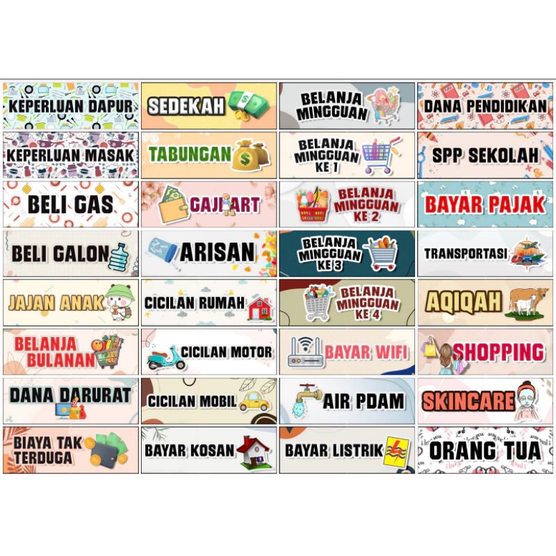 Jual Stiker Budgeting 32 pcs stiker berbeda| stiker keuangan dompet ...