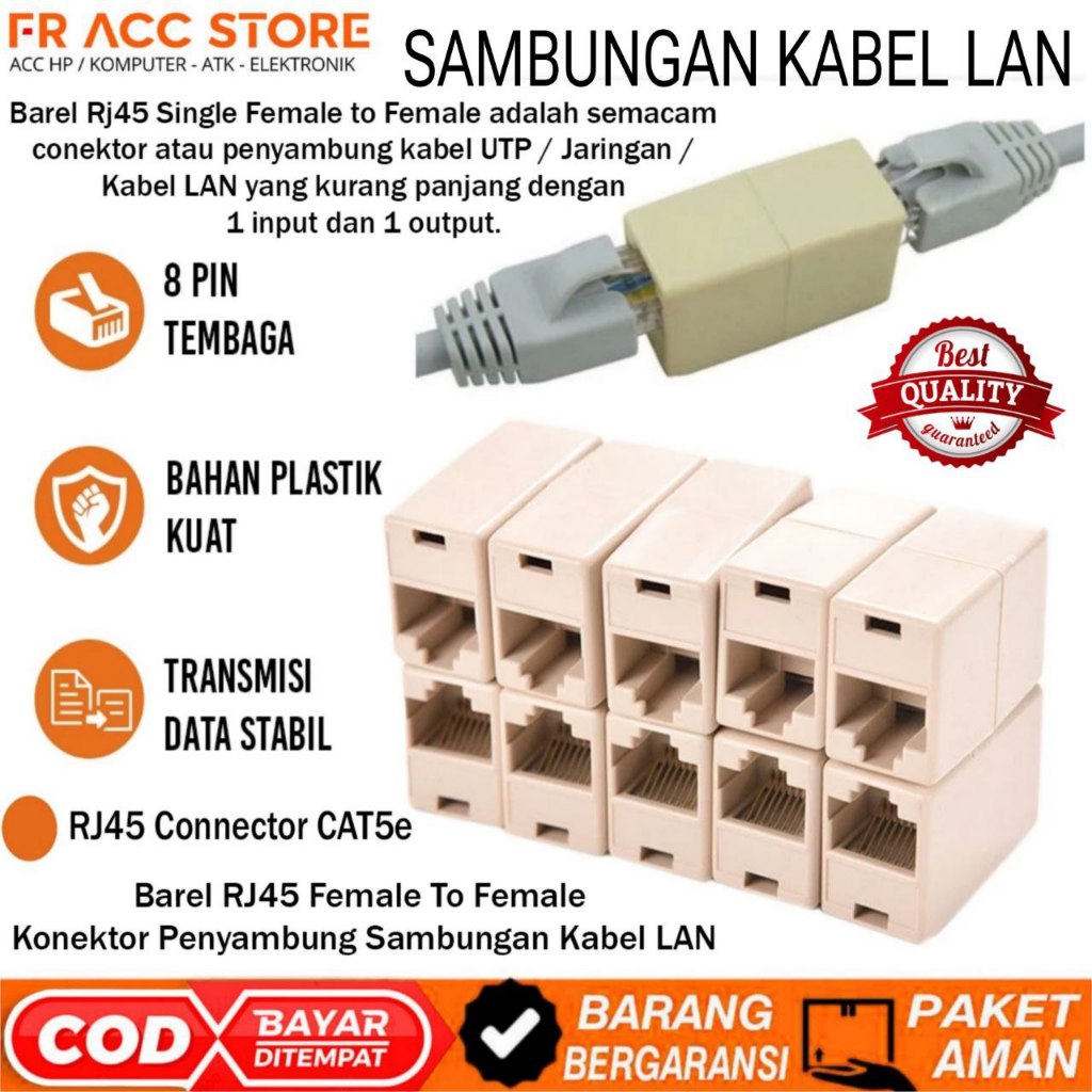 Jual BAREL RJ45 Female to Female KONEKTOR Ethernet sambungan LAN to LAN ...