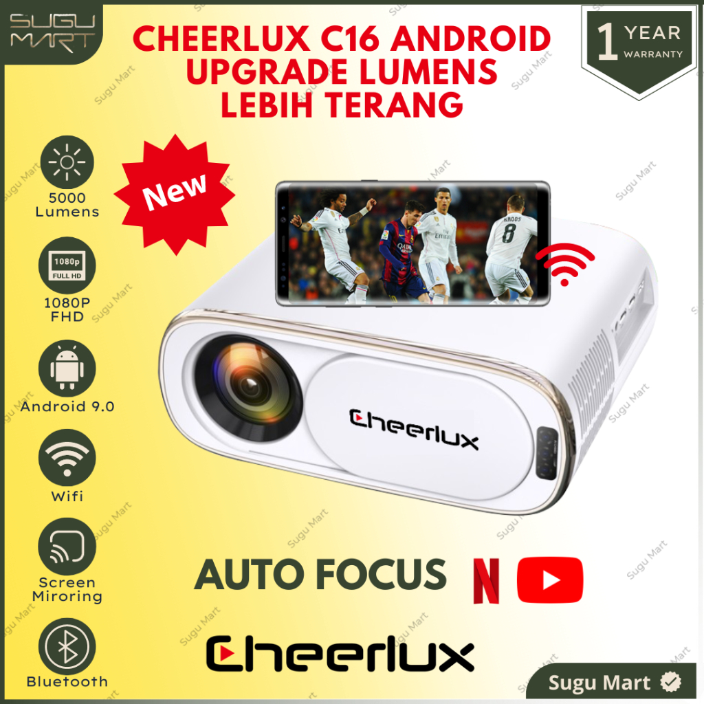 Jual Cheerlux C16 | Proyektor Cheerlux C16 Android 5000 Lumens Full HD ...