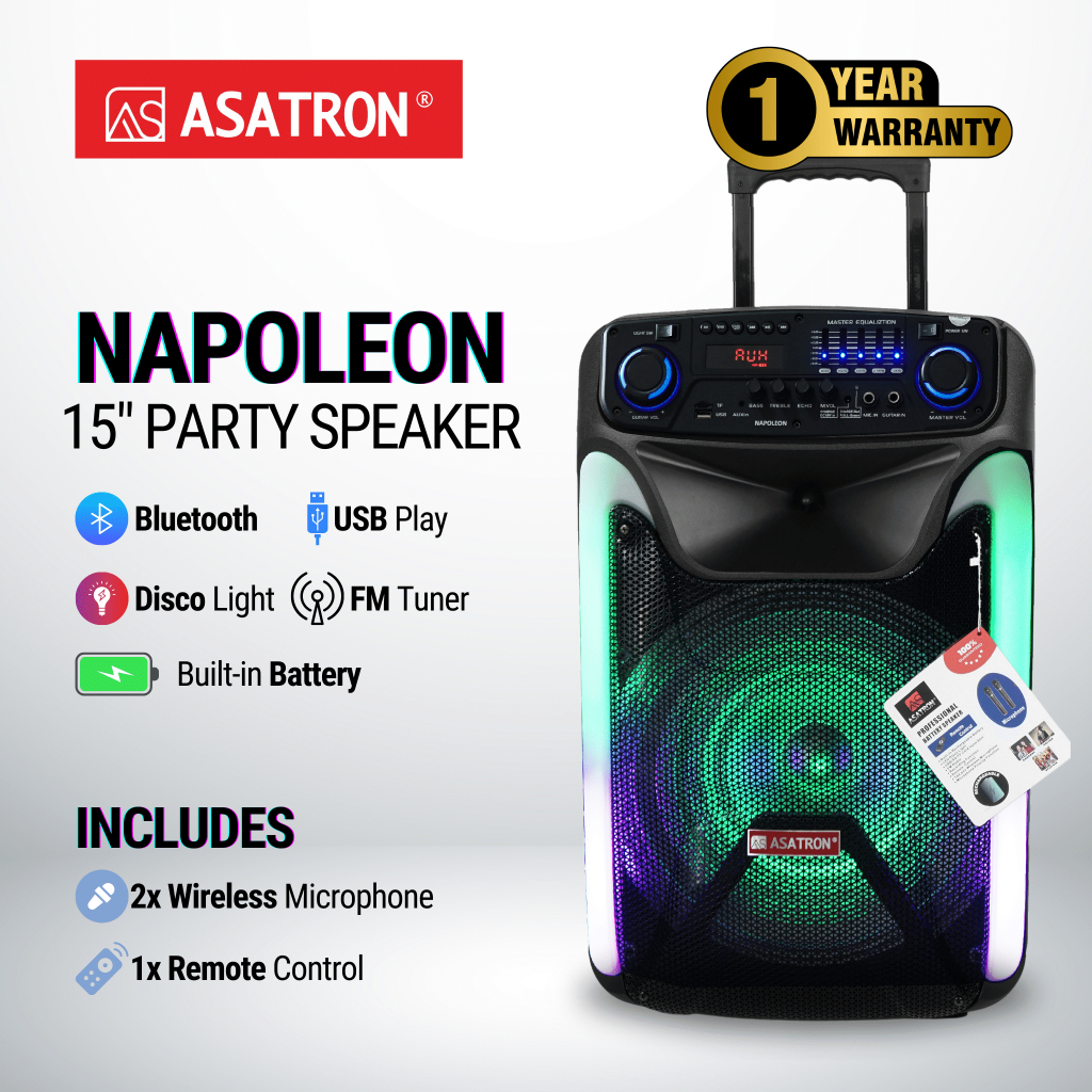 Jual Asatron Napoleon 15 Inch Bluetooth Party Speaker | Shopee Indonesia
