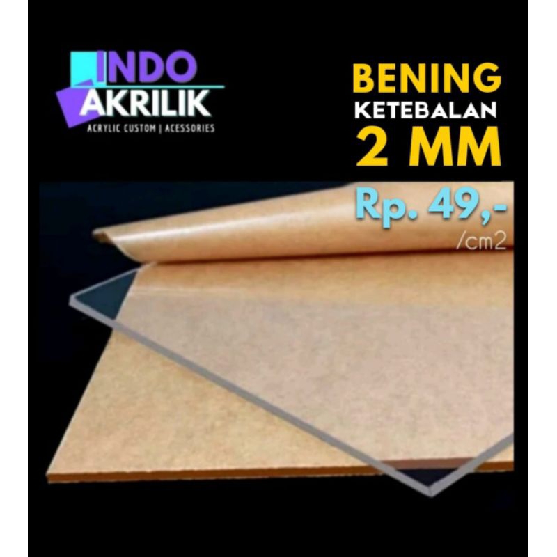 Jual AKRILIK BENING TEBAL 2 MM LEMBARAN CUSTOM RP.49,-/CM | Shopee Indonesia