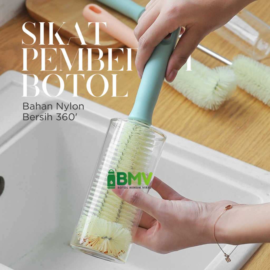 Jual Sikat Cuci Pembersih Botol Minum Gelas Termos Gagang Panjang Nylon ...