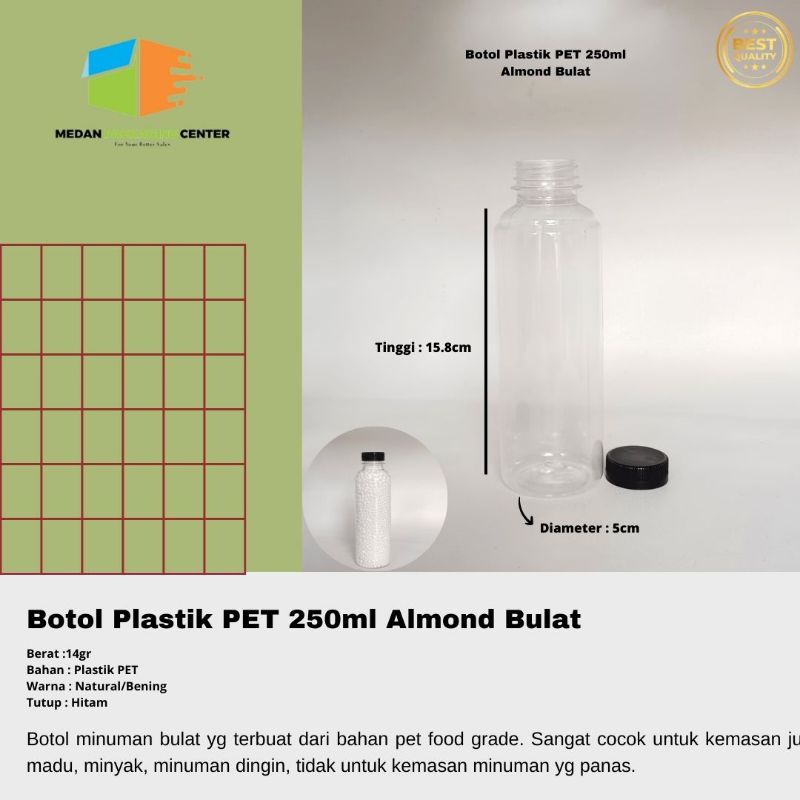 Jual Botol Plastik almond bulat 250ml / botol minuman / botol cantik ...