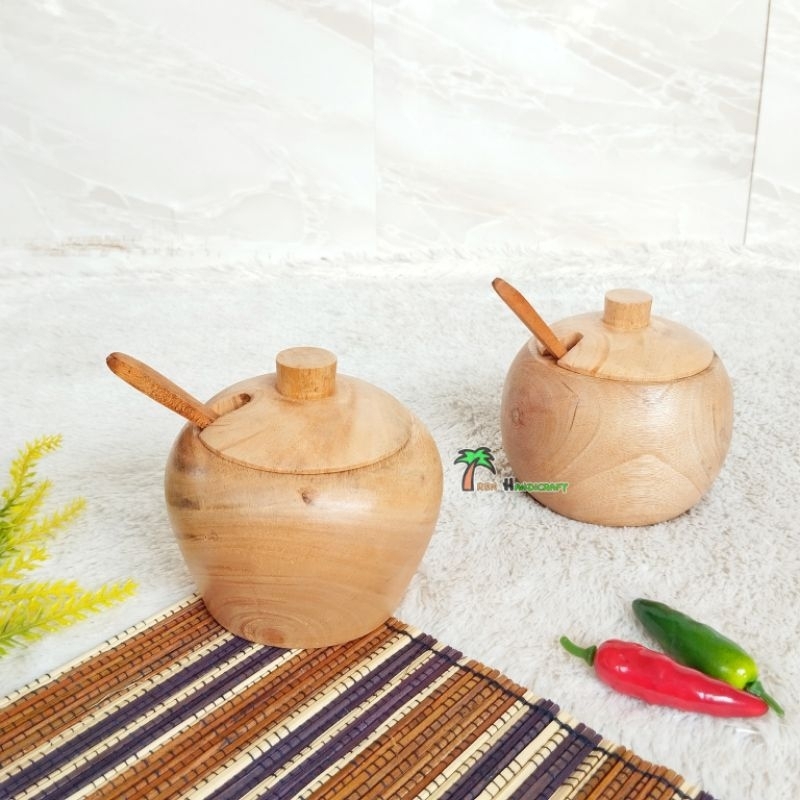Jual ARENHANDICRAFT Tempat Bumbu /sambal /saos kayu mahoni | Shopee ...