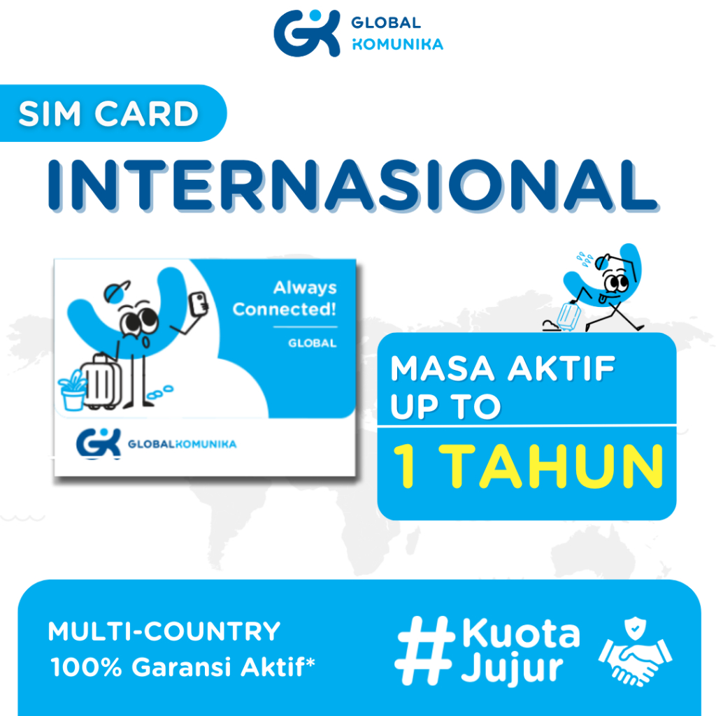 Jual GLOBAL KOMUNIKA Sim Card International Unlimited | 1 Year MultiCountry | Shopee Indonesia