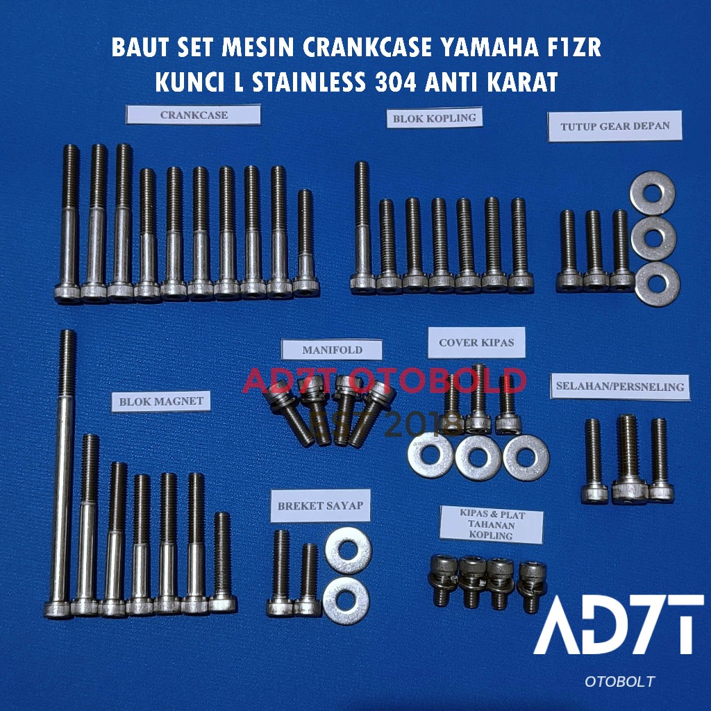 Jual Baut Blok Fizr Baut L Set Mesin F1zr Fizr Full Stainless | Shopee Indonesia