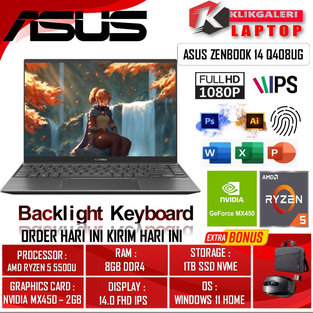 Jual ASUS ZENBOOK 14 Q408UG MX450 2GB AMD RYZEN 5 5500U 8GB 1TB 14 FHD ...
