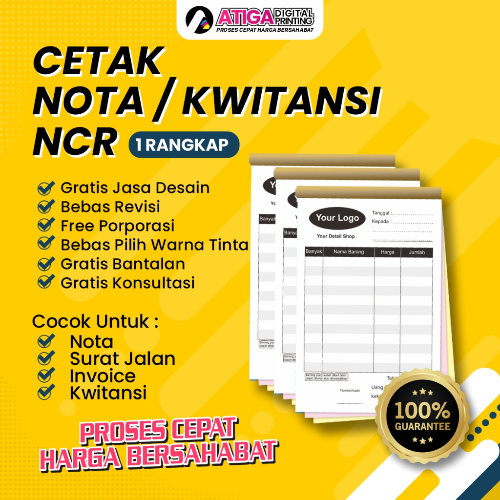 Jual Cetak Buku Nota 1 Rim 1 Rangkap / Kwitansi / Surat Jalan / Invoice ...
