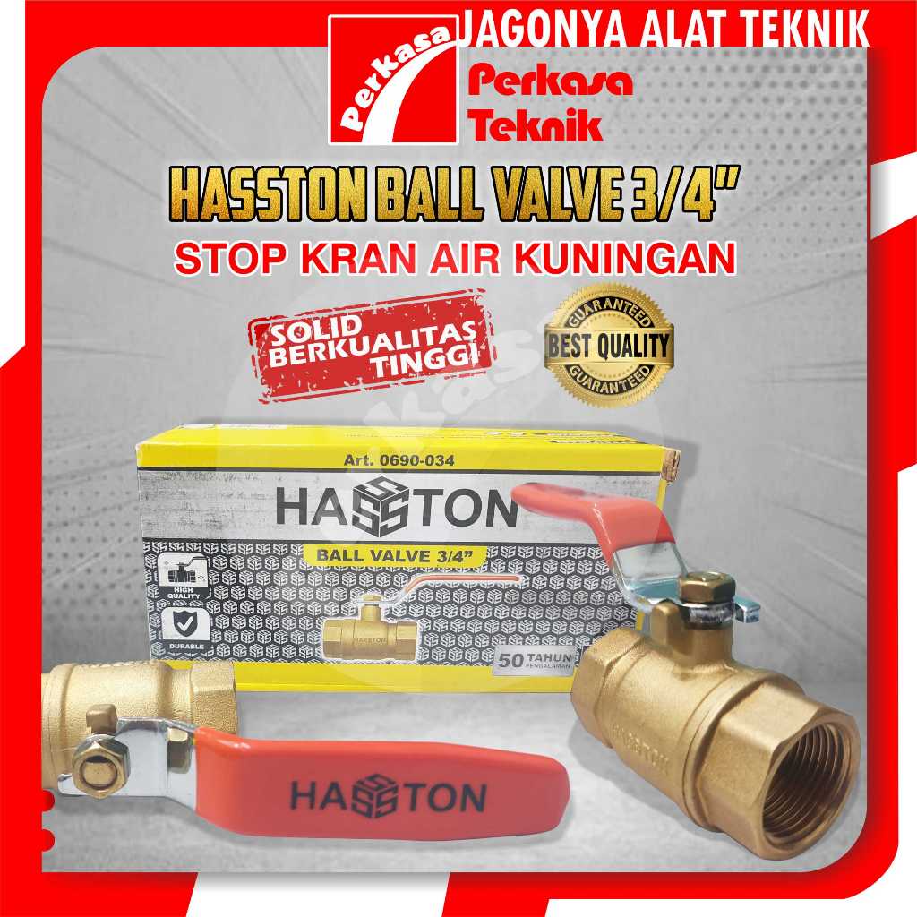 Jual Stop Kran Katup Bola Kuningan 3/4"HASSTON 0690-034 Ball Valve 3/4 ...