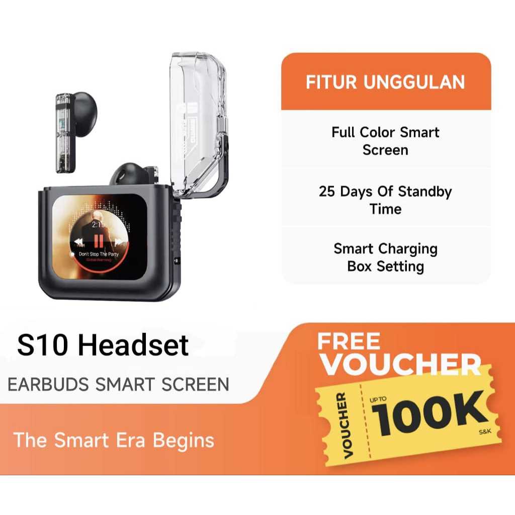 Jual CleAir O2 - Headset TWS BUDS S10 PRO Bluetooth TouchScreen LED ...