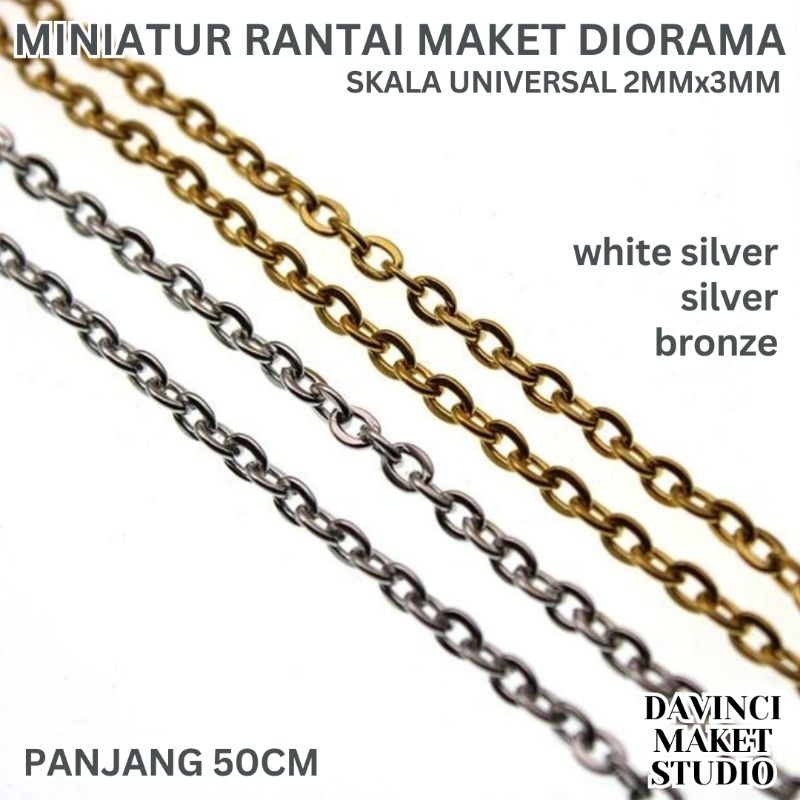 Jual Miniatur Rantai Besi Kecil 2x3mm 50cm - Chain Metal Iron Maket ...