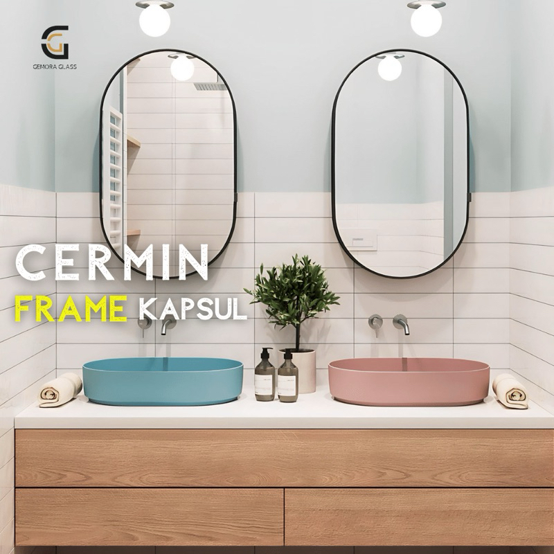 Jual Cermin Dinding Aesthetic Oval Kapsul Frame Hitam Putih 2 | Shopee ...