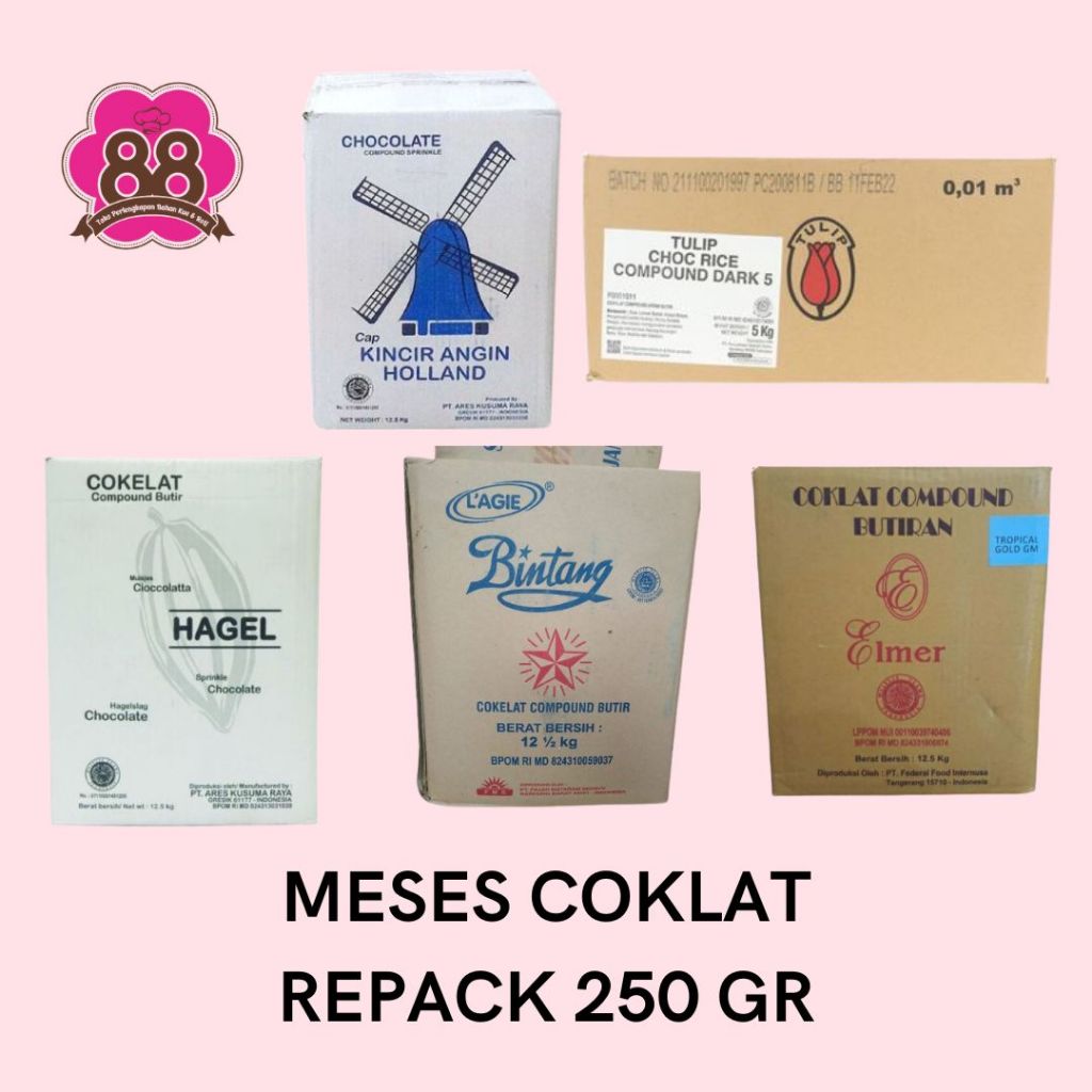 Jual MESES COKLAT REPACK 250GR ALL MERK BINTANG TULIP HAGEL HOLLAND ...
