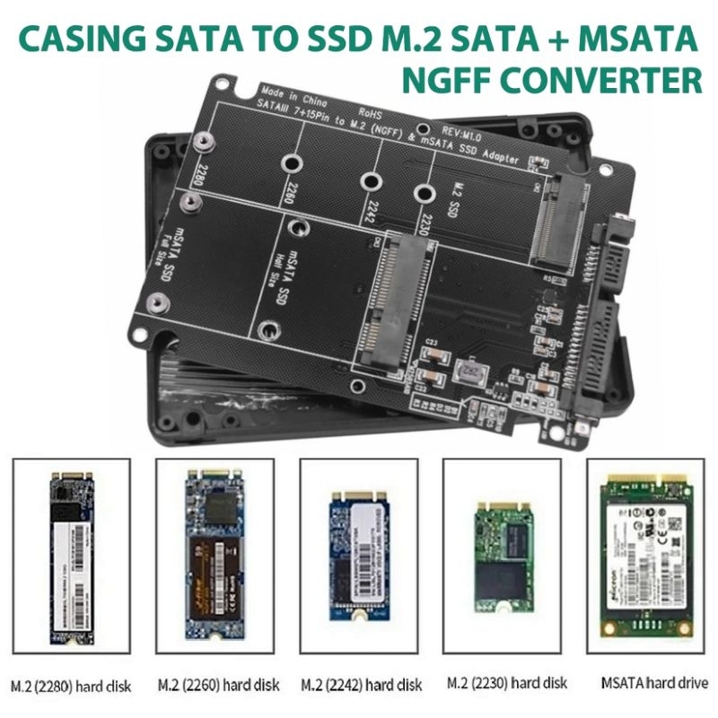 Jual Casing SATA III to SSD M.2 SATA + MSATA Converter NGFF 6 Gbps 2,5 ...