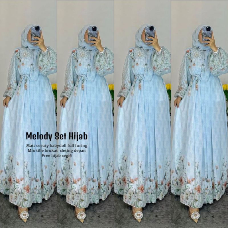 Jual GAMIS WANITA / GAMIS MOTIF BUNGA / MELODY SET HIJAB LABEL MADANI ...