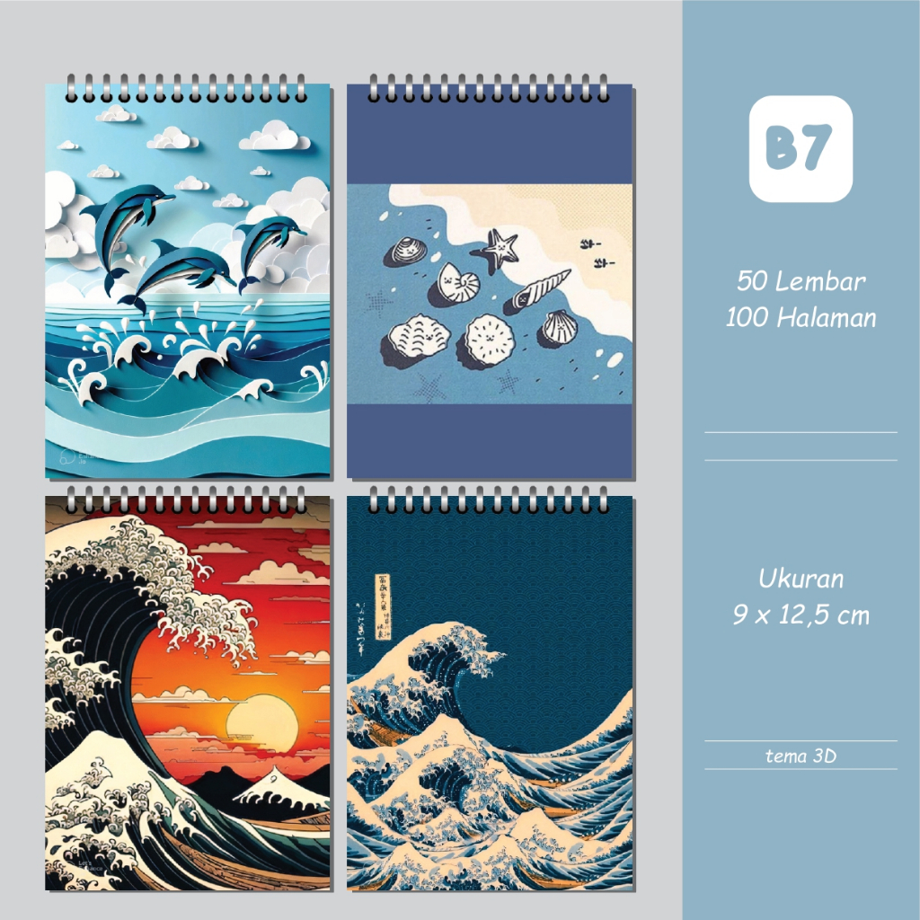 Jual NOTEBOOK BUKU MINI RING B7 100 HALAMAN MOTIF 3D | Shopee Indonesia