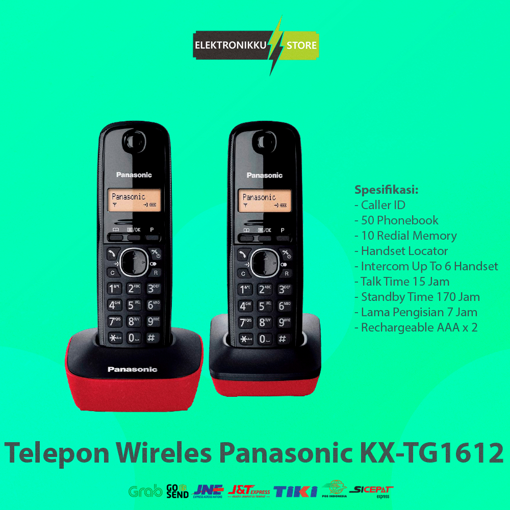 Jual Pesawat Telepon Wireless Panasonic KX-TG1612 Rumah Kantor Indihome Bank - RED | Shopee ...