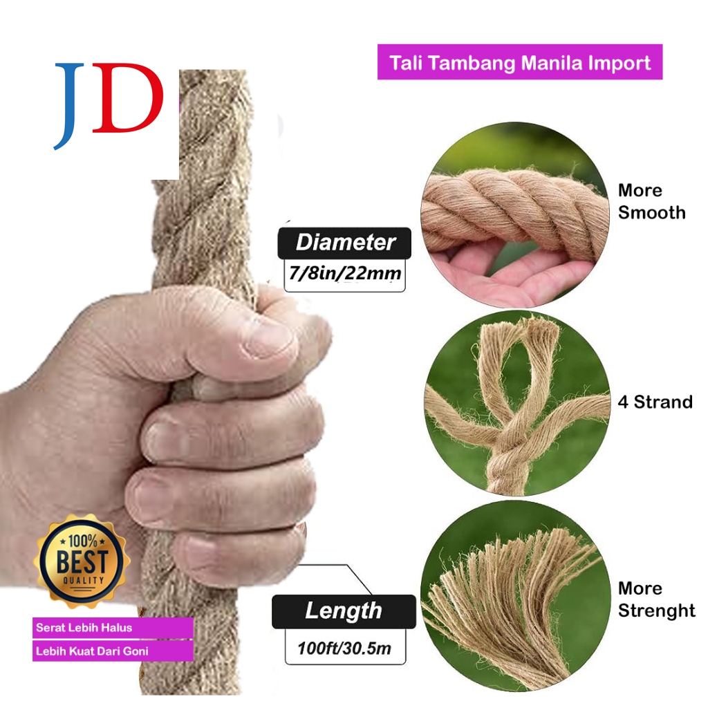 Jual Tali Tambang Besar 16mm 19mm Permeter Tampar Manila Goni Dadung ...