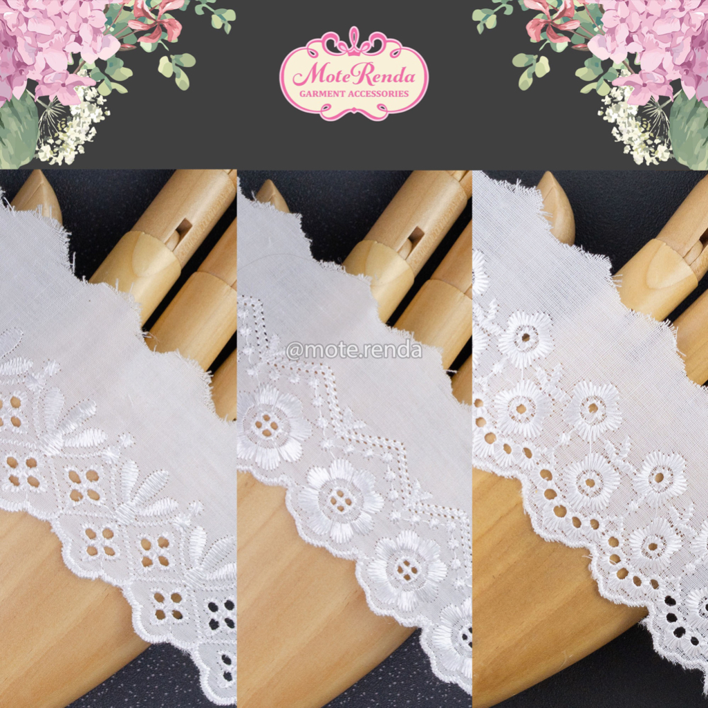 Jual Renda katun putih, lebar 3.5cm (harga per meter) kode 5KVI35 ...