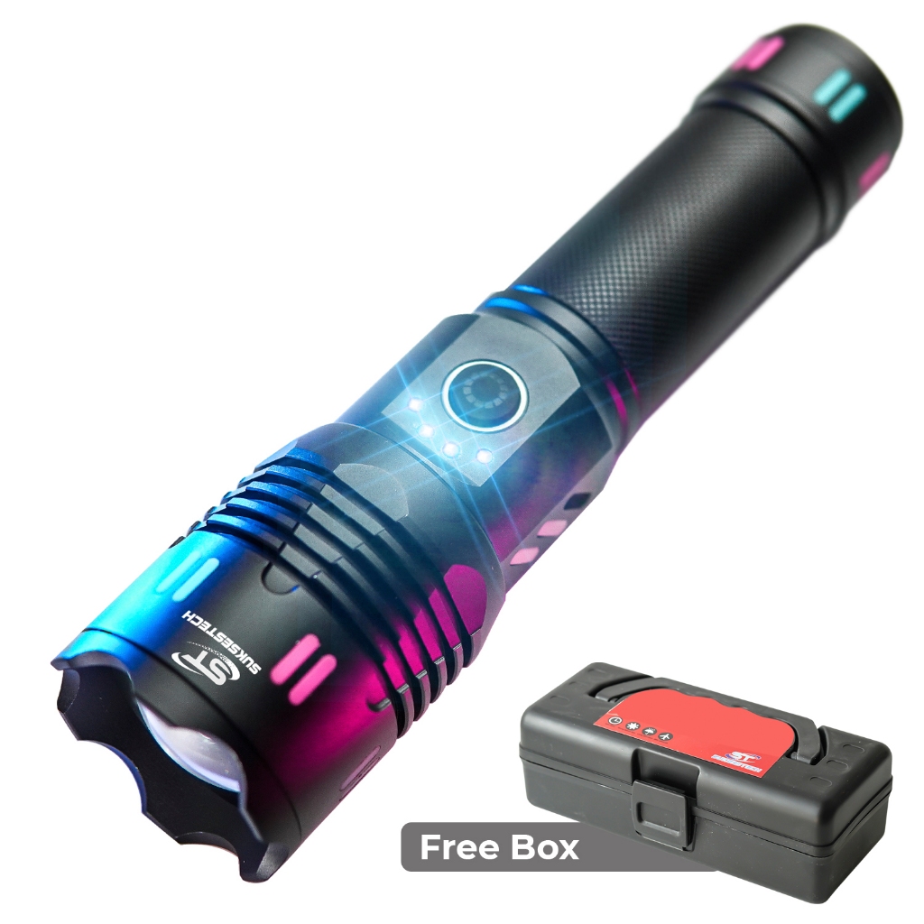 Jual Suksestech Senter Emergency Aluminium Zoom In Out 5 Mode LED ...