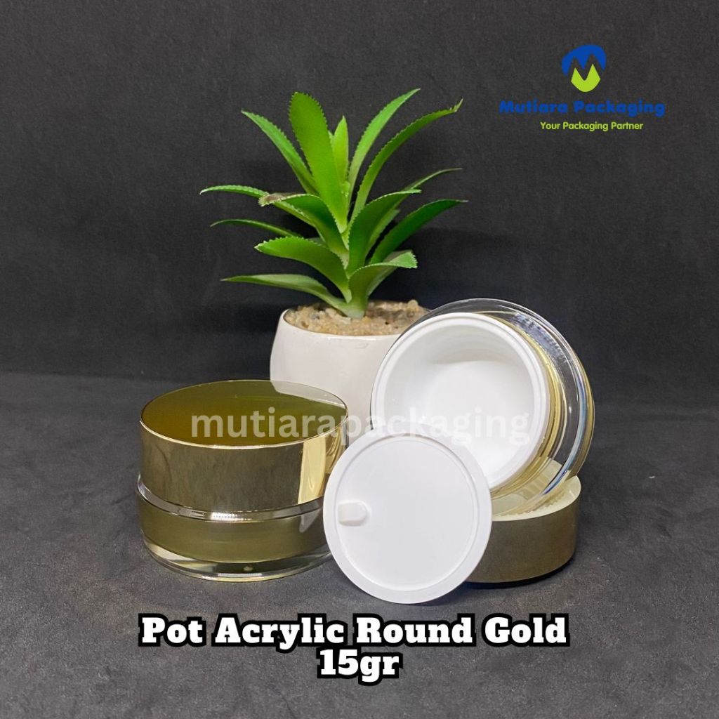 Jual Pot Acrylic Round Gold 15gr / Kemasan Cream List Gold | Shopee ...