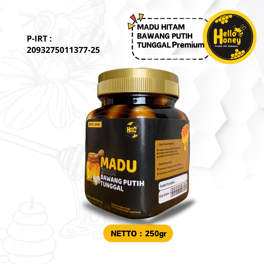 Jual Hello Honey - Madu Hitam Bawang Putih Tunggal Asli Premium 250 ...