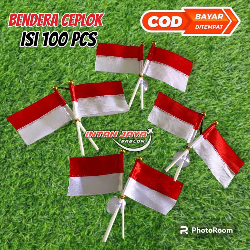Jual BENDERA MERAH PUTIH KECIL/BENDERA CEPLOK HIASA MOBIL ISI 100 PCS 1 ...