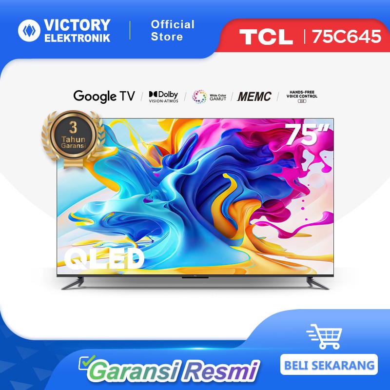 Jual TCL 75 Inch 4K QLED Google TV -75C645 | Shopee Indonesia