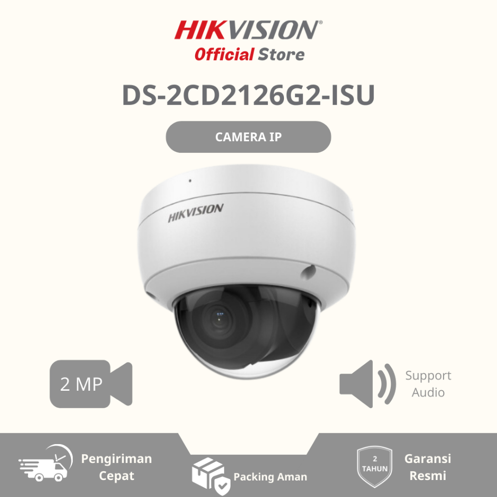 Jual HIKVISION - DS-2CD2126G2-ISU Camera IP CCTV 2 MP AcuSense Fixed Dome Network Original ...