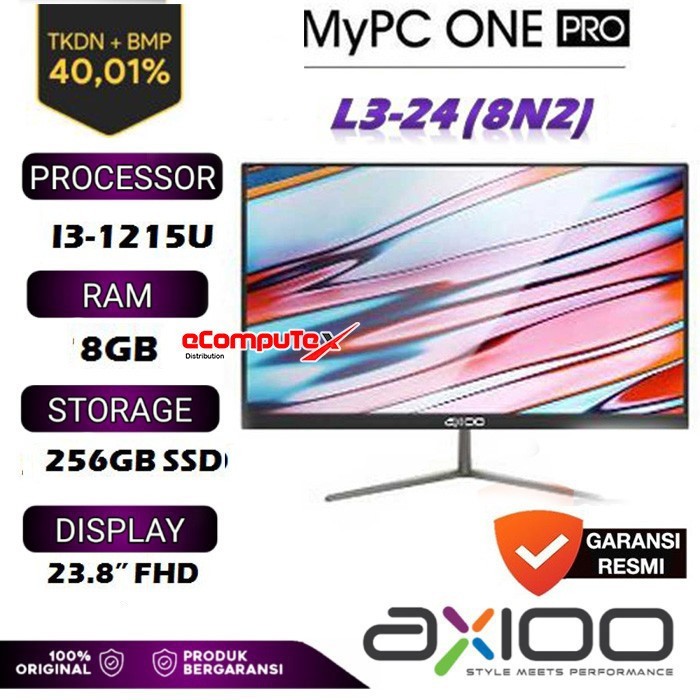 Jual PC AIO AXIOO MYPC ONE PRO L3-24 (8N2) CORE i3-1215U RAM 8GB / 256GB 23.8" INCH WIN 11 TKDN ...
