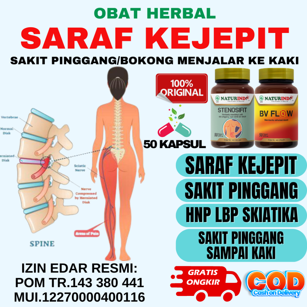 Jual Obat Sakit Pinggang Saraf Kejepit Pinggang Kaki Syaraf Terjepit Sakit Bokong Sampai Kaki ...