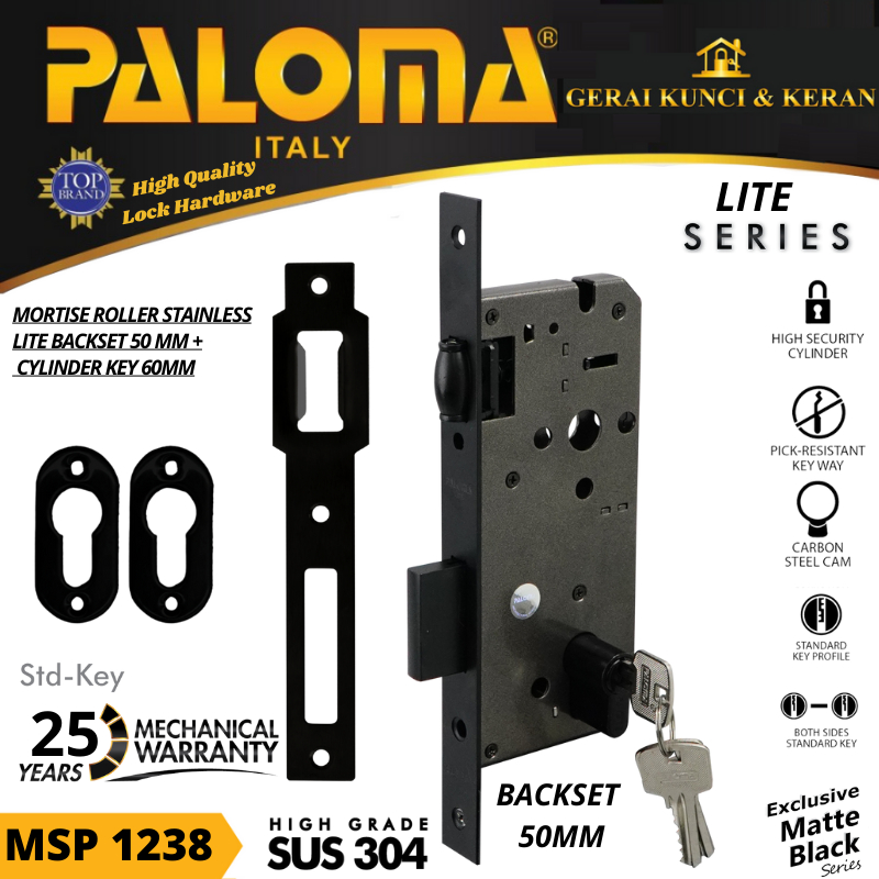 Jual PALOMA MSP 1238 50MM Body Kunci Cylinder Mortise Lock Pintu Kupu ...