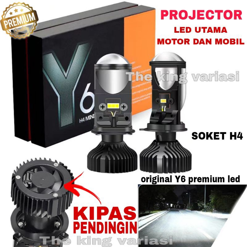 Jual LAMPU UTAMA MOTOR DAN MOBIL PROJECTOR Y6 LED PREMIUM ORIGINAL SOKET H4 / LAMPU DEPAN MOBIL ...