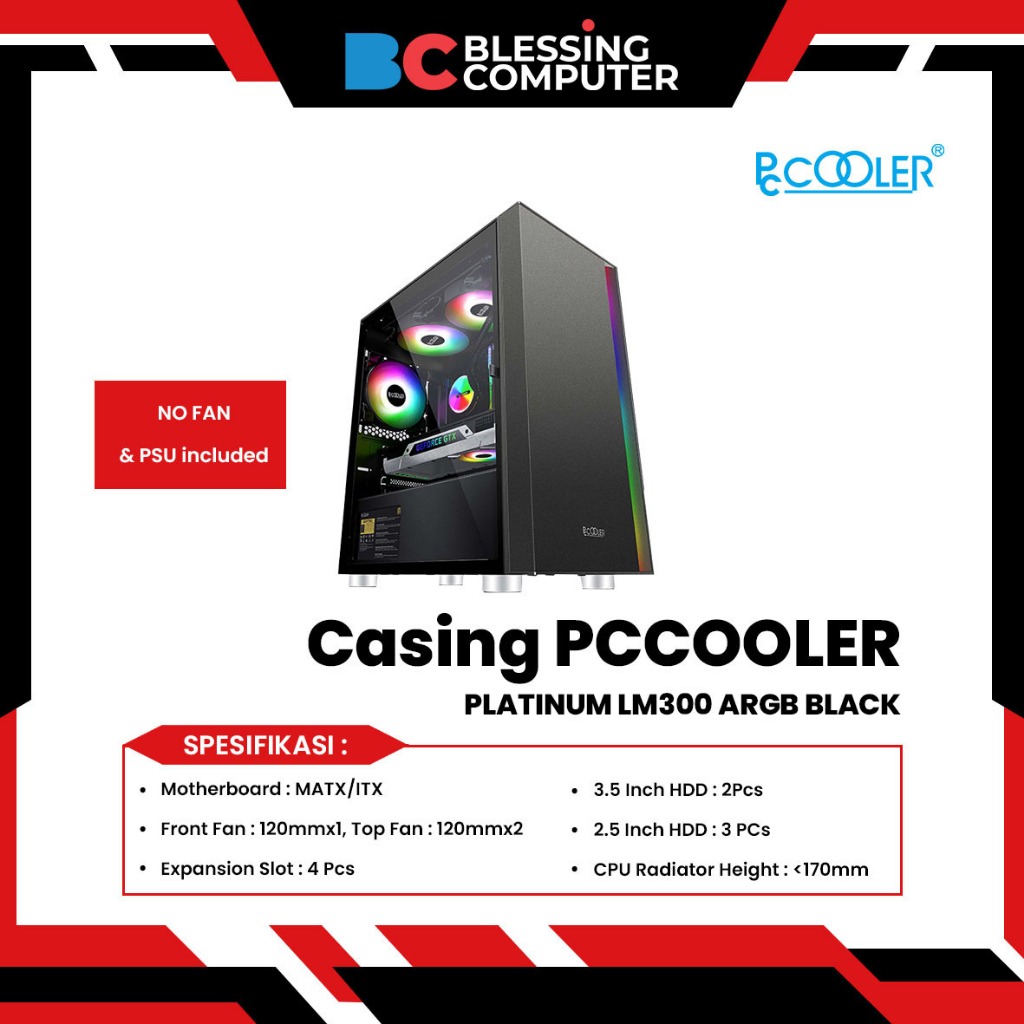 Jual Casing PCCOOLER PLATINUM LM300 ARGB BLACK | Shopee Indonesia