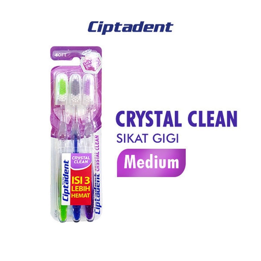Jual Ciptadent Sikat Gigi Crystal Clean Medium Kotak Isi 3 Pcs | Shopee Indonesia