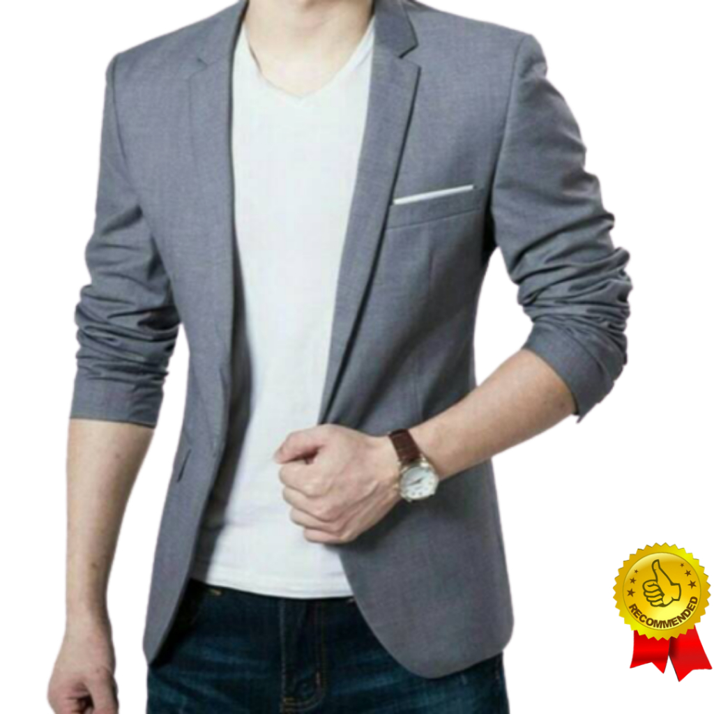 Jual Jas blazer Pria slimfit hitam abu navy buat wisuda nikah kondangan acara formal bahan ...