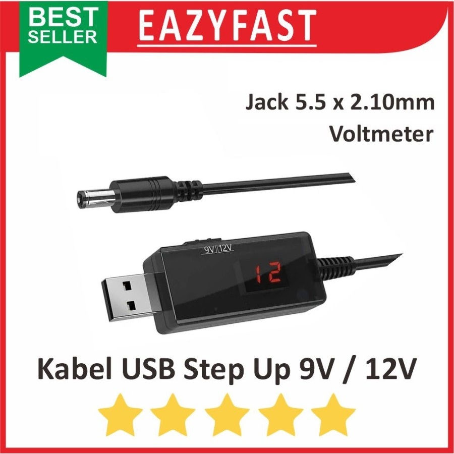 Jual Kabel USB Step Up to 9V 12V Jack DC 5.5mm Male Power Converter ...